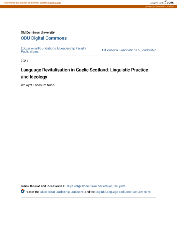 (PDF) Language revitalisation in Gaelic Scotland: linguistic practice and ideology