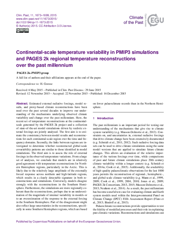 (PDF) Continental-scale temperature variability in PMIP3 simulations ...