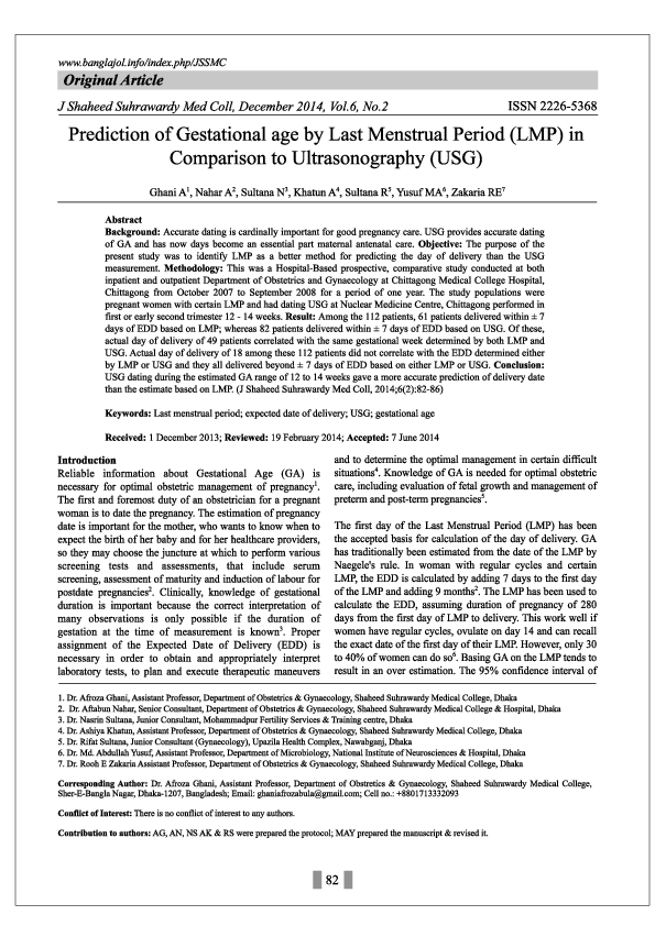 (PDF) Prediction of Gestational age by Last Menstrual Period (LMP) in ...