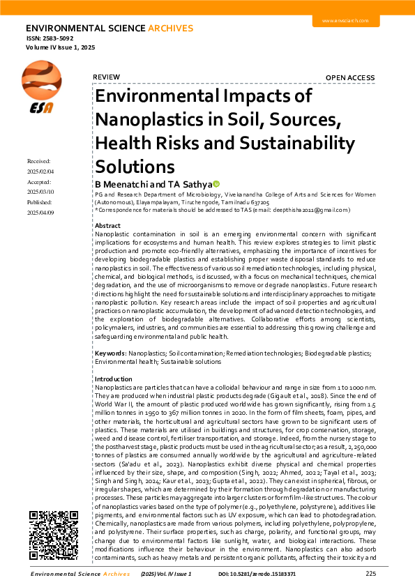 (PDF) Environmental Impacts of Nanoplastics in Soil, Sources, Health ...