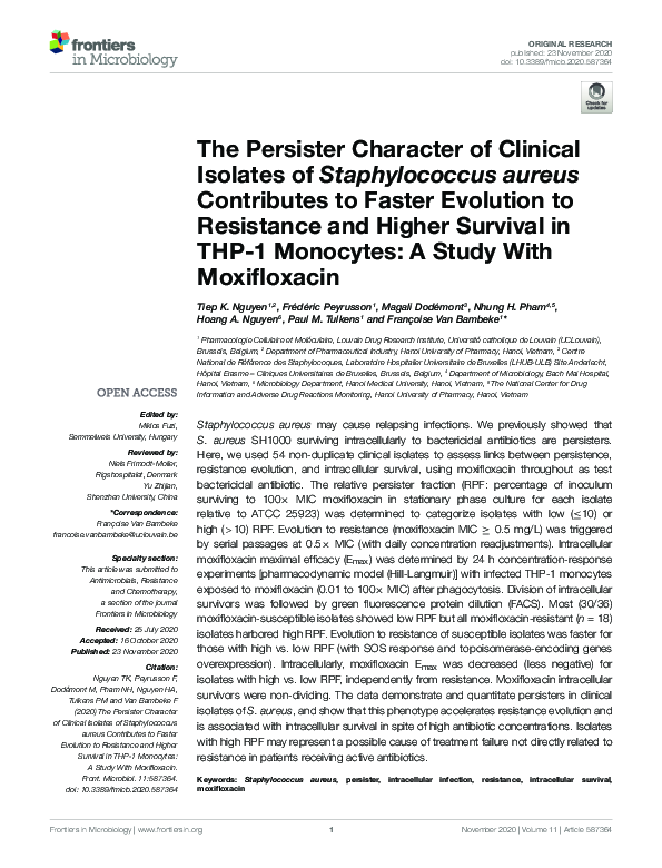 (PDF) The Persister Character of Clinical Isolates of Staphylococcus ...