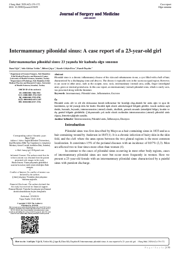 (PDF) Intermammary pilonidal sinus: A case report of a 23-year-old girl