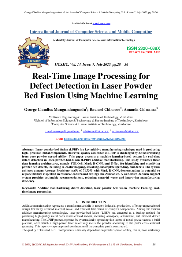 (PDF) Real-Time Image Processing for Defect Detection in Laser Powder Bed Fusion Using Machine ...