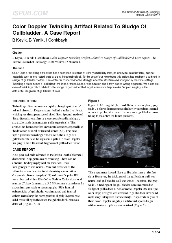 (PDF) Color Doppler Twinkling Artifact Related To Sludge Of Gallbladder ...