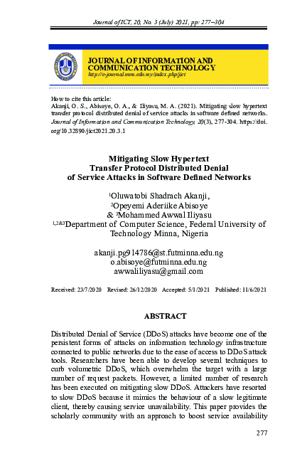 (PDF) Mitigating Slow Hypertext Transfer Protocol Distributed Denial of ...