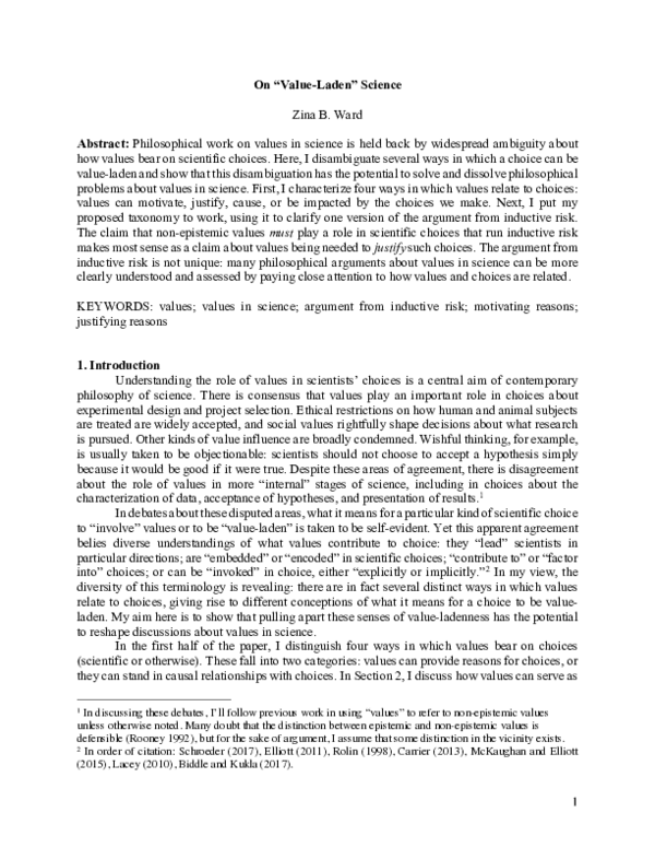 (PDF) On value-laden science