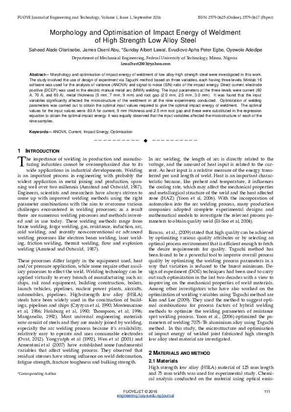(PDF) Morphology and Optimisation of Impact Energy of Weldment of High ...