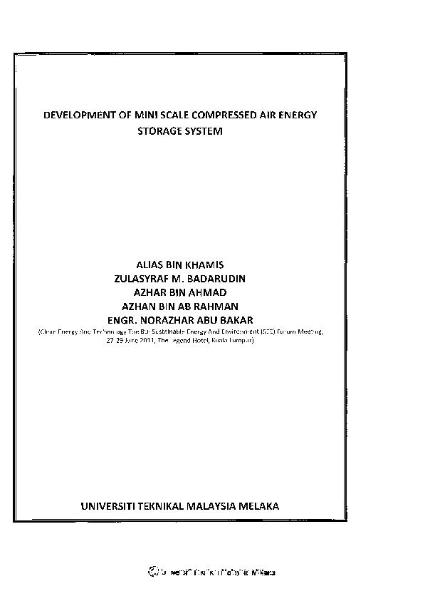 (PDF) Development of mini scale compressed air energy storage system