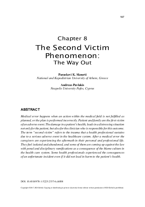 (PDF) The Second Victim Phenomenon