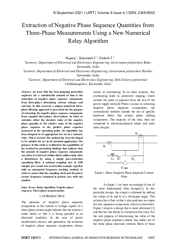 (PDF) Extraction of Negative Phase Sequence Quantities from Three-Phase Measurements Using a New ...
