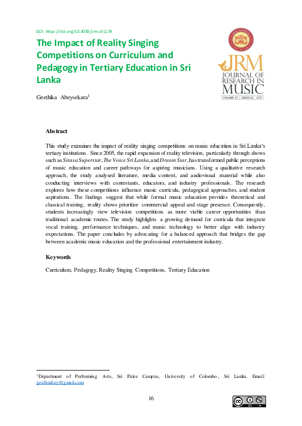 (PDF) The Impact of Reality Singing Competitions on Curriculum and ...