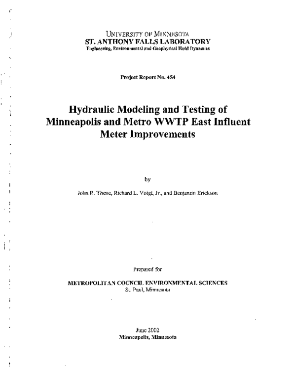 (PDF) Hydraulic Modeling and Testing of Minneapolis and Metro WWTP East ...