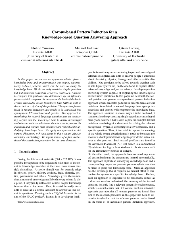 (PDF) Corpus-based Pattern Induction for a Knowledge-based Question ...