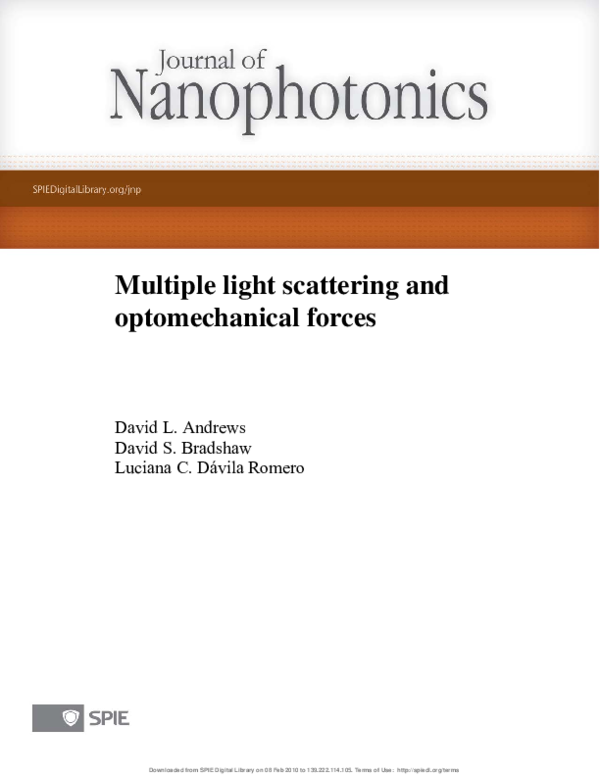 (PDF) Multiple light scattering and optomechanical forces