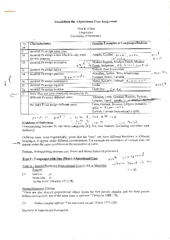 (PDF) Possibilities for Adpositional Case Assignment