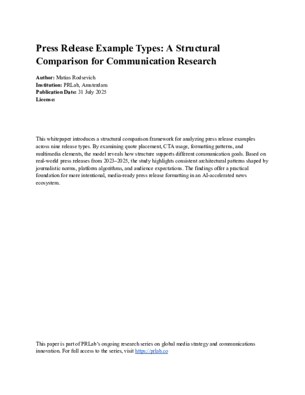 (PDF) Press Release Example Types: A Structural Comparison for ...