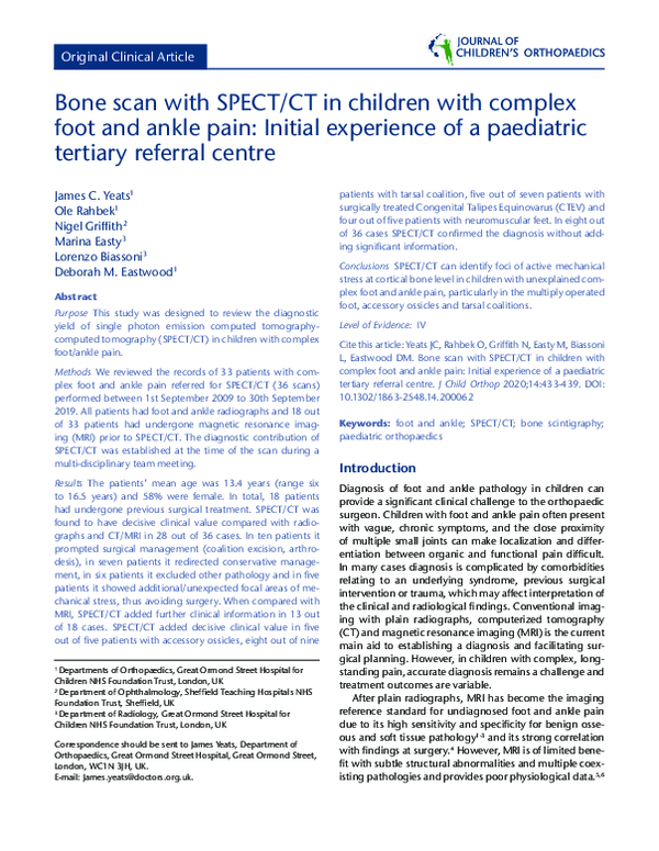 (PDF) Bone scan with SPECT/CT in children with complex foot and ankle ...