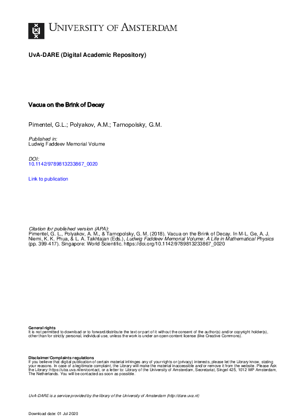 (PDF) Vacua on the Brink of Decay