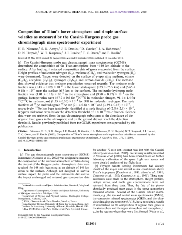 (PDF) Composition of Titan's lower atmosphere and simple surface ...