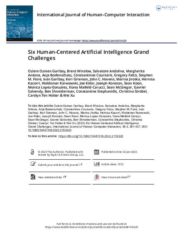 (PDF) Six Human-Centered Artificial Intelligence Grand Challenges