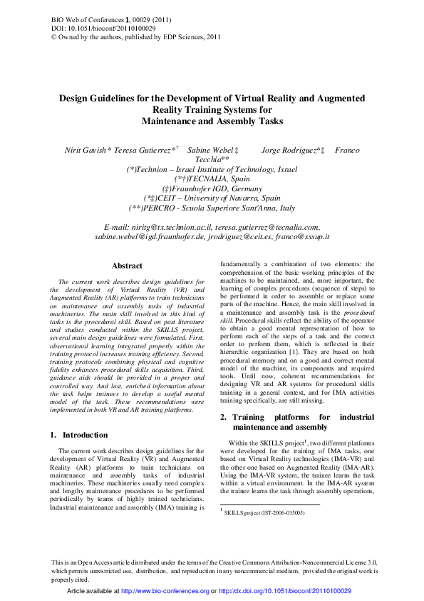 (PDF) Design Guidelines for the Development of Virtual Reality and ...