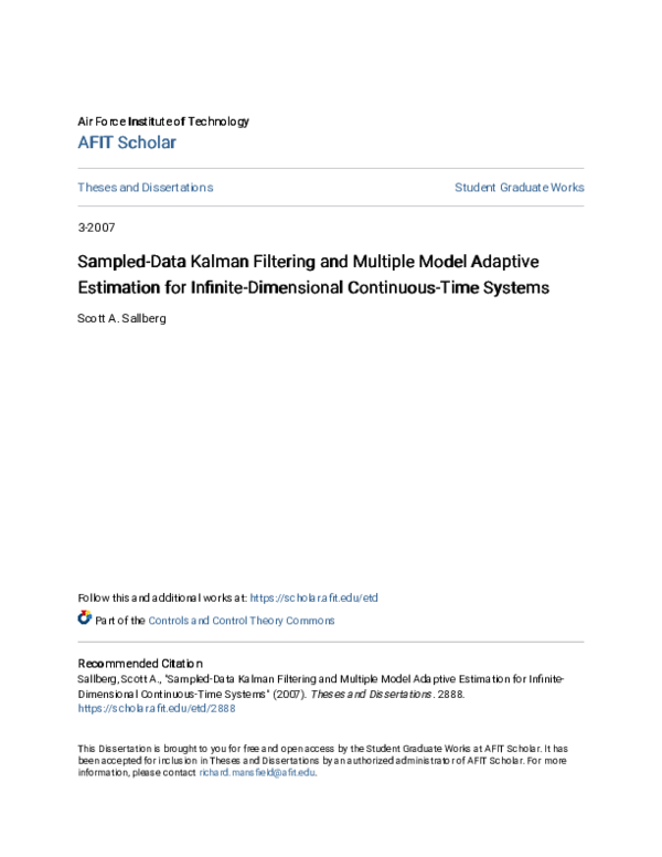 (PDF) Sampled-data Kalman filtering and multiple model adaptive estimation for infinite ...