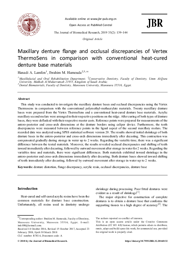 (PDF) Maxillary denture flange and occlusal discrepancies of Vertex ...