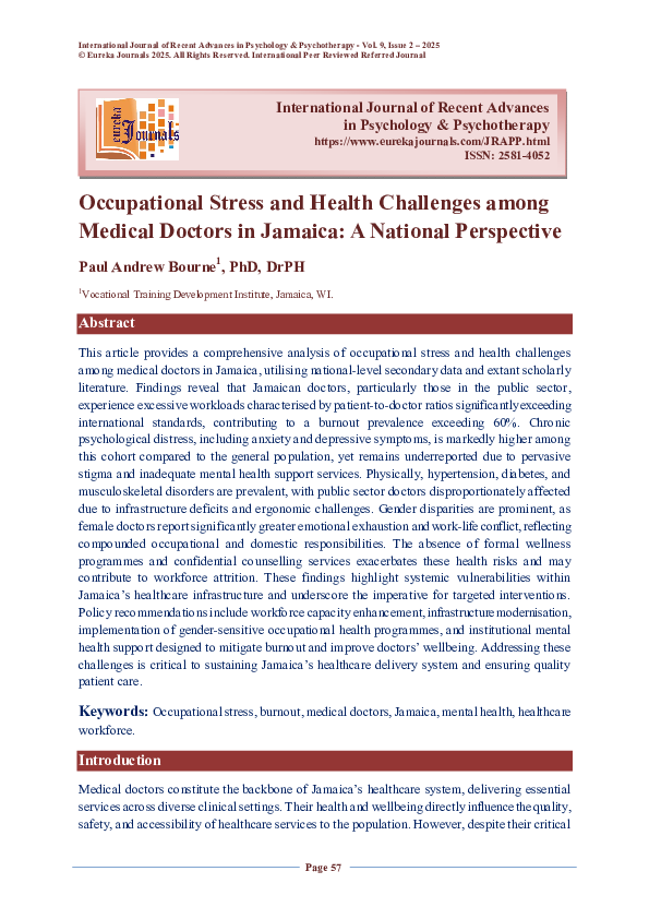 (PDF) Occupational Stress and Health Challenges among Medical Doctors ...