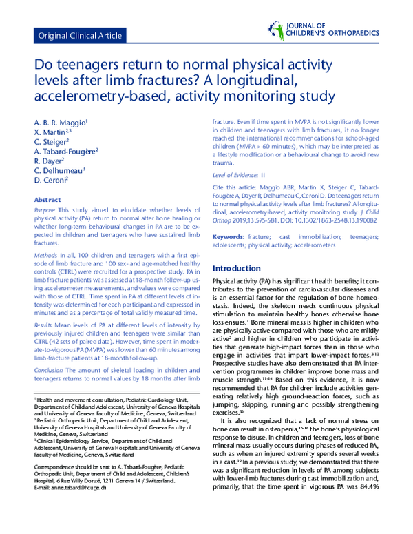 (PDF) Do teenagers return to normal physical activity levels after limb ...