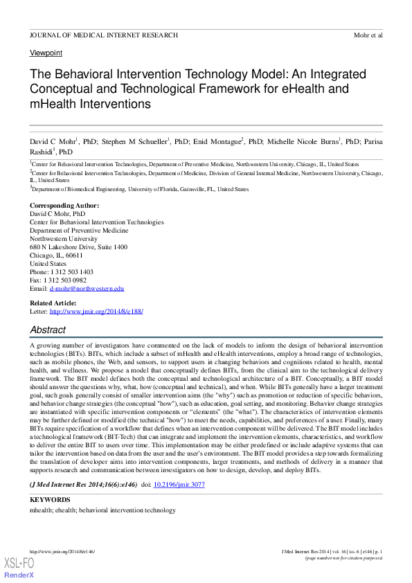 (PDF) The behavioral intervention technology model: an integrated ...