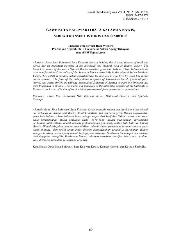 (PDF) Gawe Kuta Baluwarti Bata Kalawan Kawis, Sebuah Konsep Historis ...