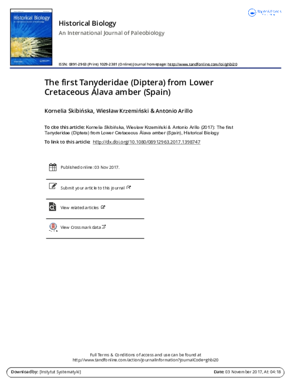 (PDF) The first Tanyderidae (Diptera) from Lower Cretaceous Álava amber ...