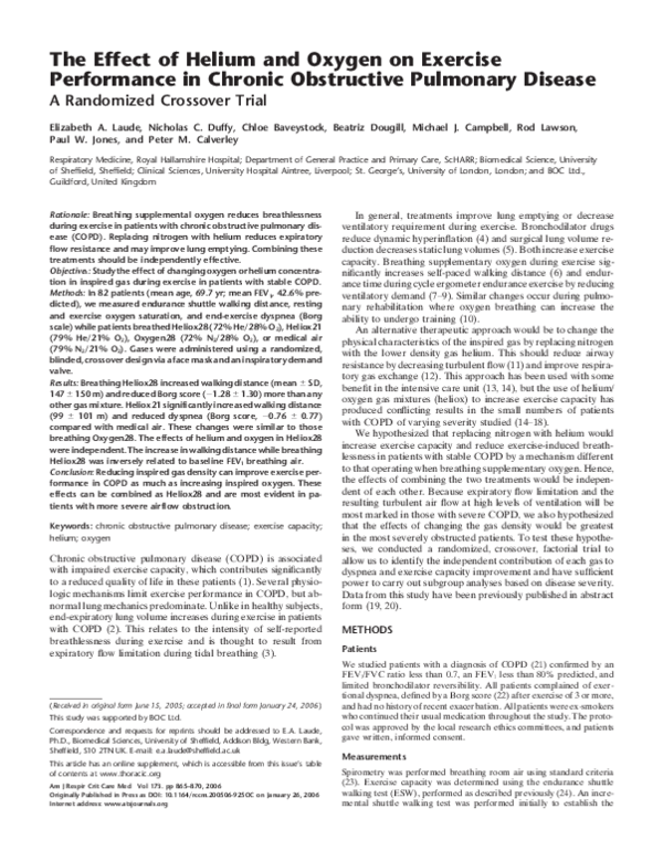 (PDF) The Effect of Helium and Oxygen on Exercise Performance in ...