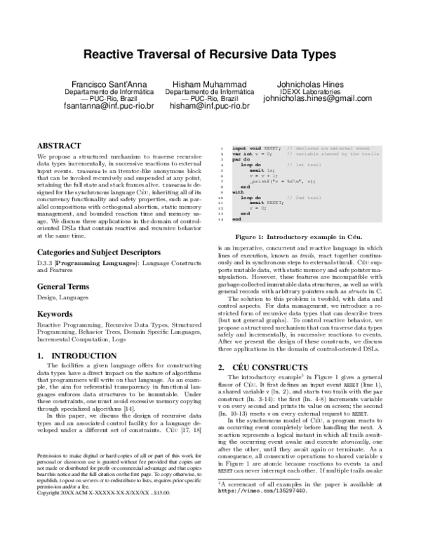 (PDF) Reactive Traversal of Recursive Data Types