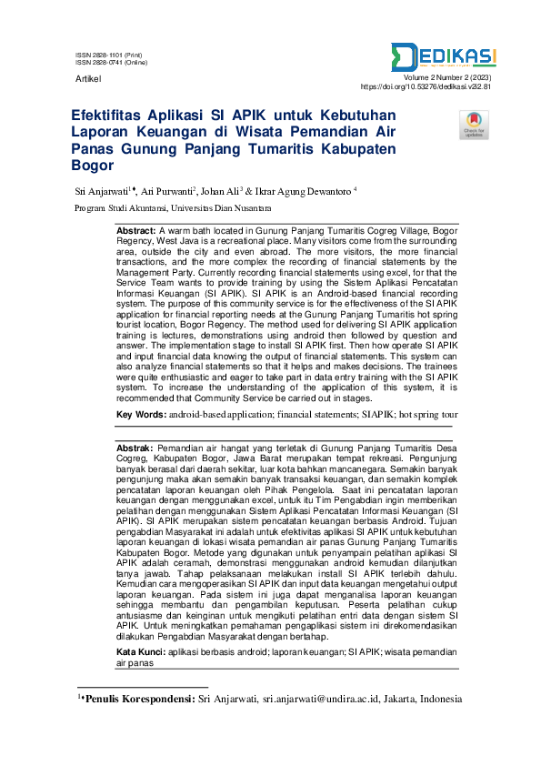 (PDF) Efektifitas Aplikasi SI APIK untuk Kebutuhan Laporan Keuangan di ...