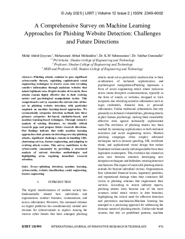 (PDF) A Comprehensive Survey on Machine Learning Approaches for Phishing Website Detection ...