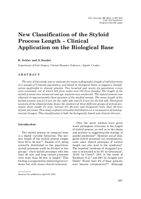 (PDF) New classification of the styloid process length--clinical ...