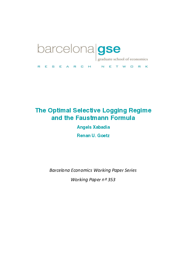 (PDF) The optimal selective logging regime and the Faustmann formula