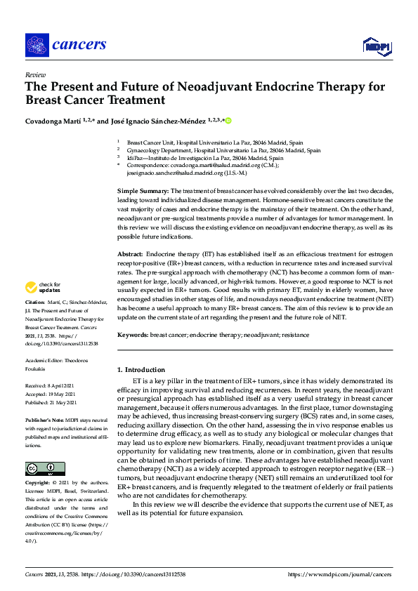 (PDF) The Present and Future of Neoadjuvant Endocrine Therapy for ...