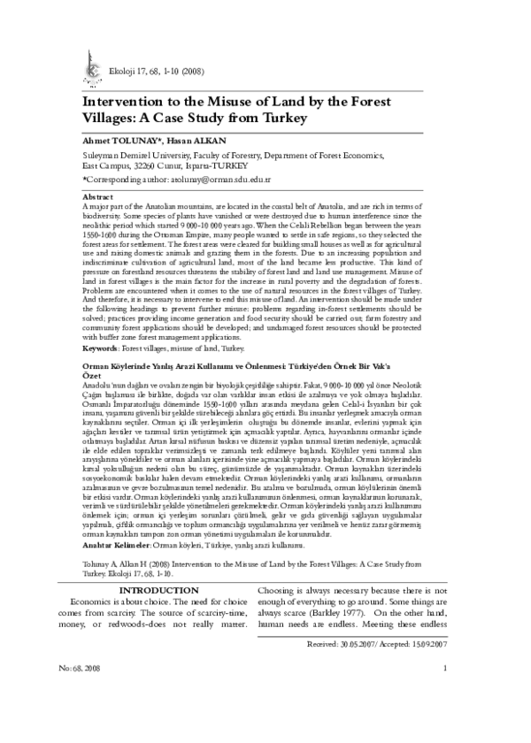 (PDF) Intervention to the Misuse of Land by the Forest Villages: A Case ...