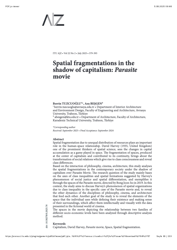 (PDF) Spatial fragmentations in the shadow of capitalism: Parasite movie