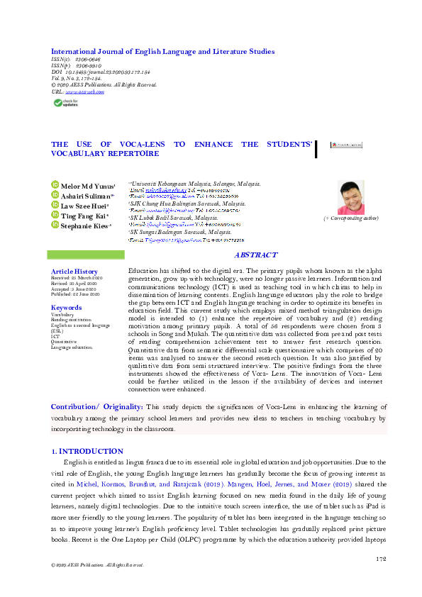 (PDF) The Use of Voca-Lens to Enhance the Students Vocabulary Repertoire