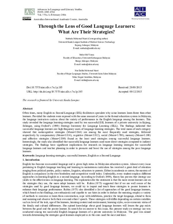 (PDF) Through the Lens of Good Language Learners: What Are Their ...