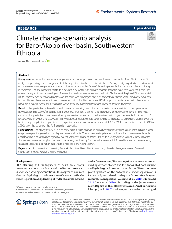 (PDF) Climate change scenario analysis for Baro-Akobo river basin ...