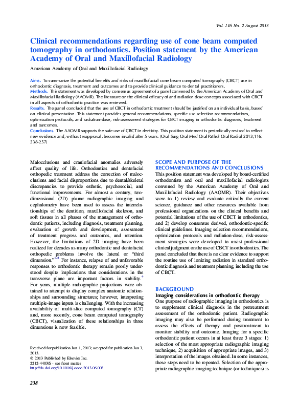 (PDF) Clinical recommendations regarding use of cone beam computed ...