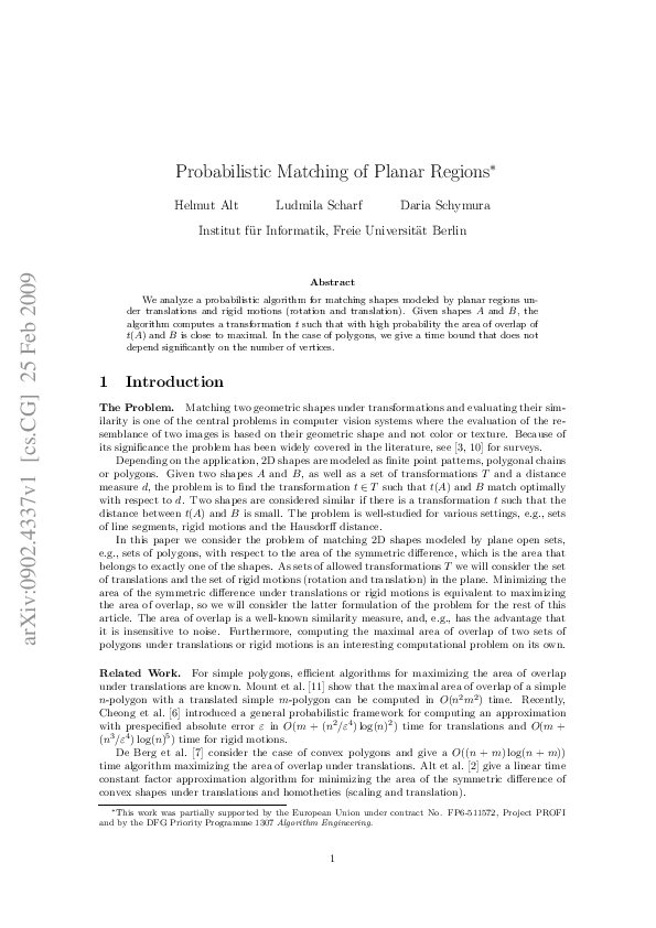 (PDF) Probabilistic matching of planar regions