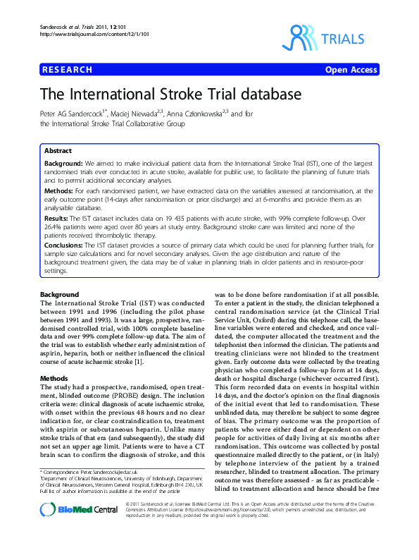 (PDF) The International Stroke Trial database