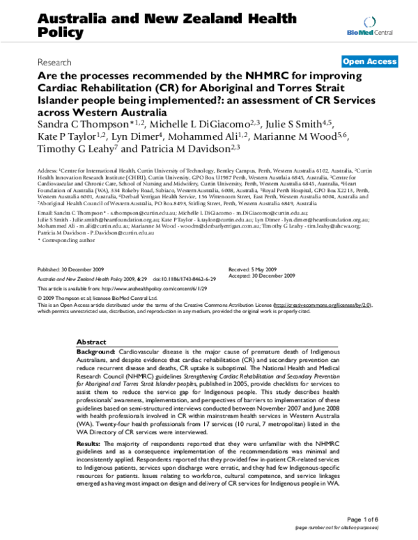 (PDF) Are the processes recommended by the NHMRC for improving Cardiac ...