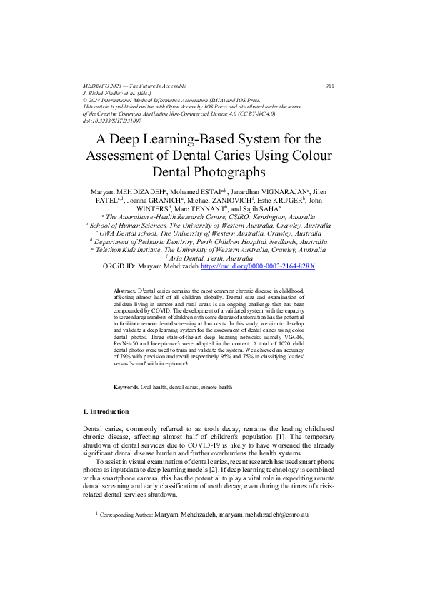 (PDF) A Deep Learning-Based System for the Assessment of Dental Caries ...