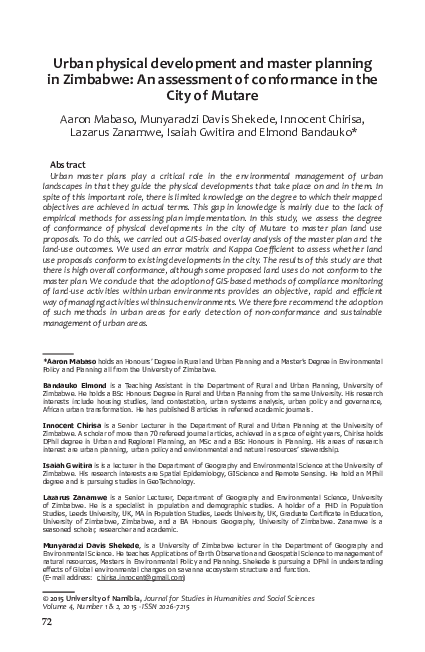 (PDF) Urban physical development and master planning in Zimbabwe: An ...